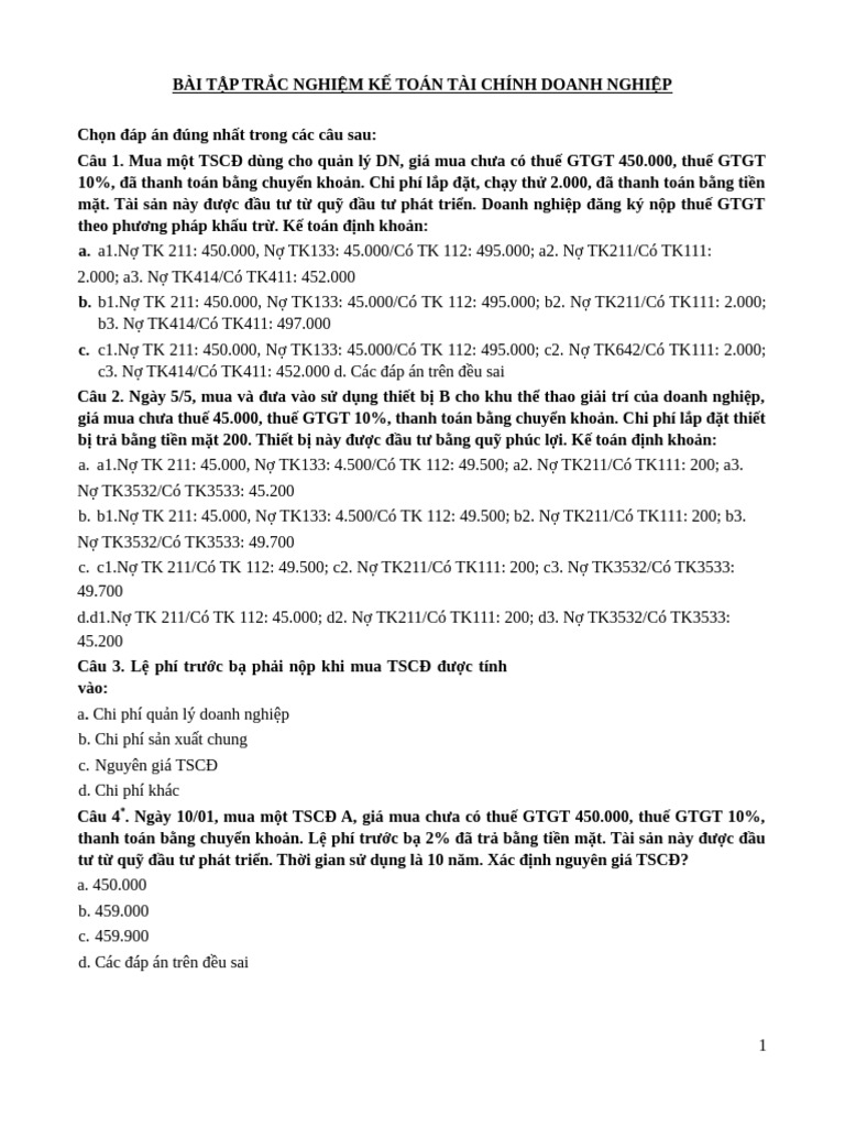 TN KTTC ôn thi cuối kỳ | PDF