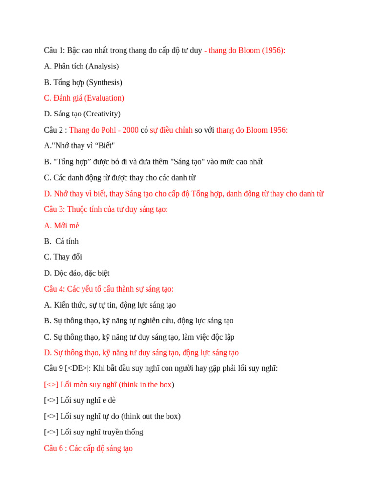 THI TN TƯ DUY PHẢN BIỆN | PDF