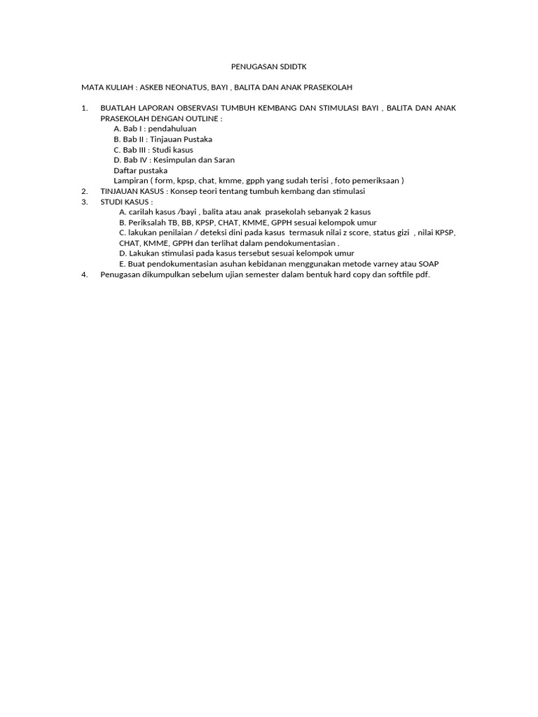 PENUGASAN SDIDTK | PDF