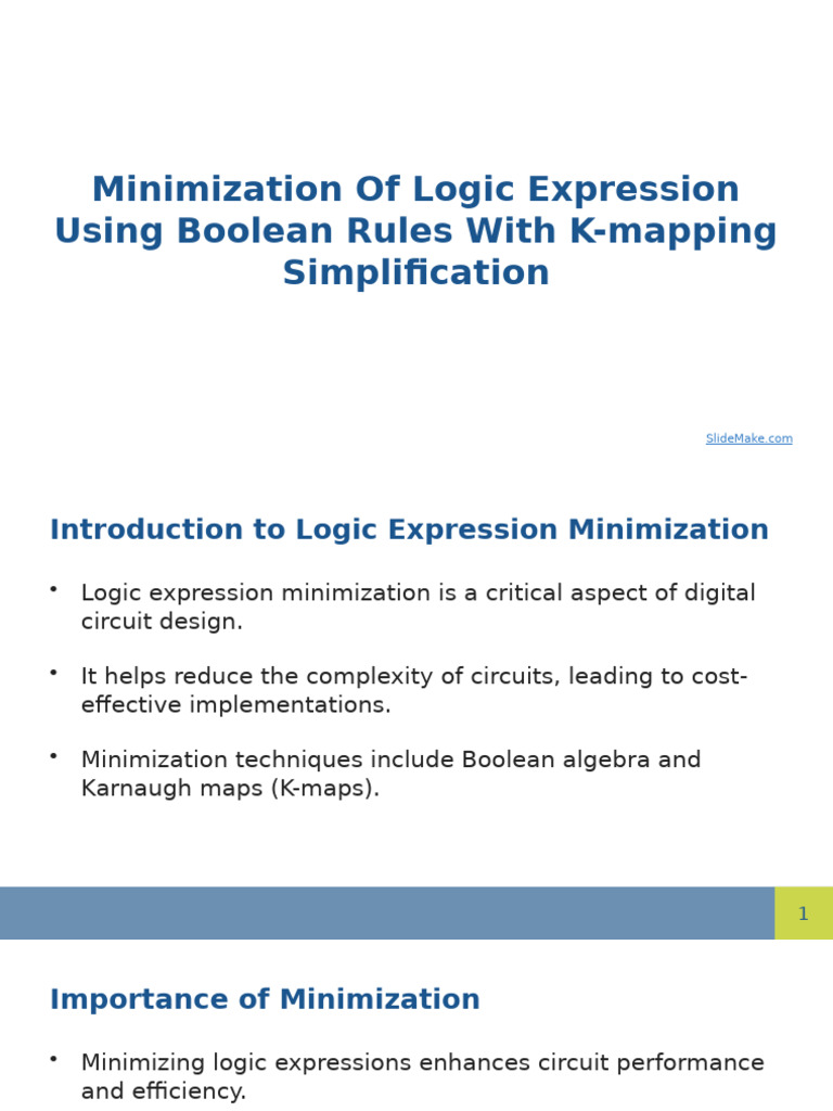 Minimization of Logic Expression Using Boolean Rules With K-Mapping ...