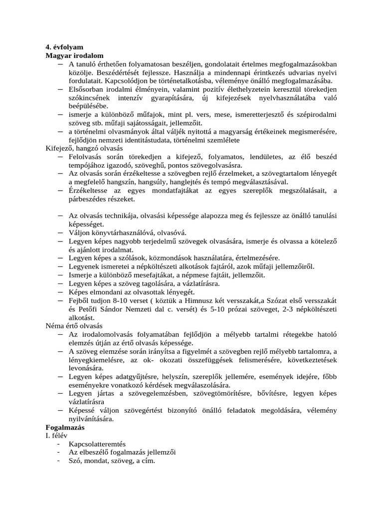 4 Oszt Magyar | PDF