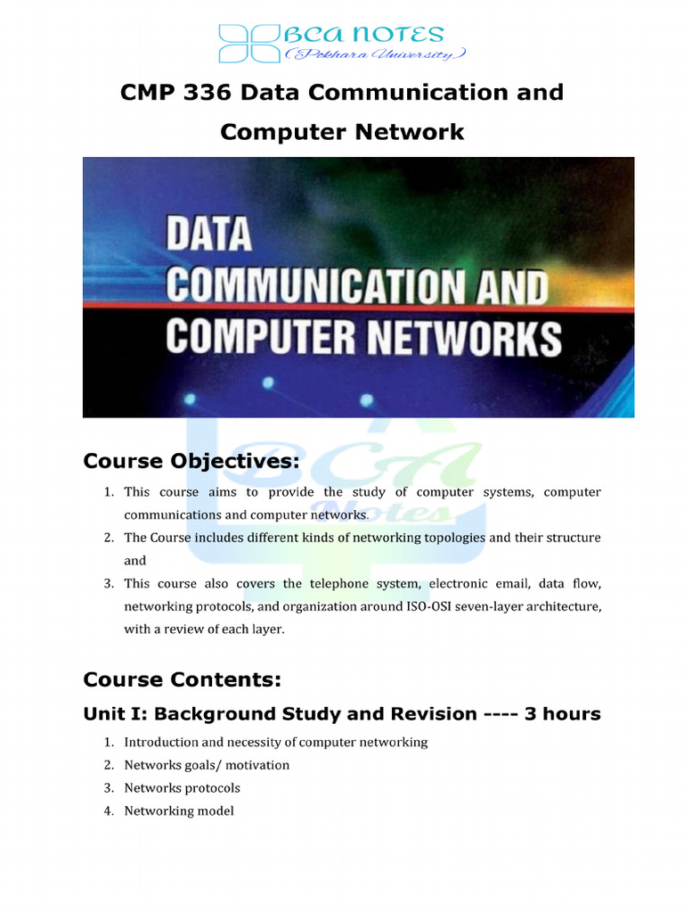CMP 336 Data Communication and Computer Network (1) | PDF