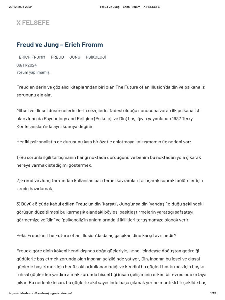 Freud Ve Jung - Erich Fromm - X FELSEFE | PDF
