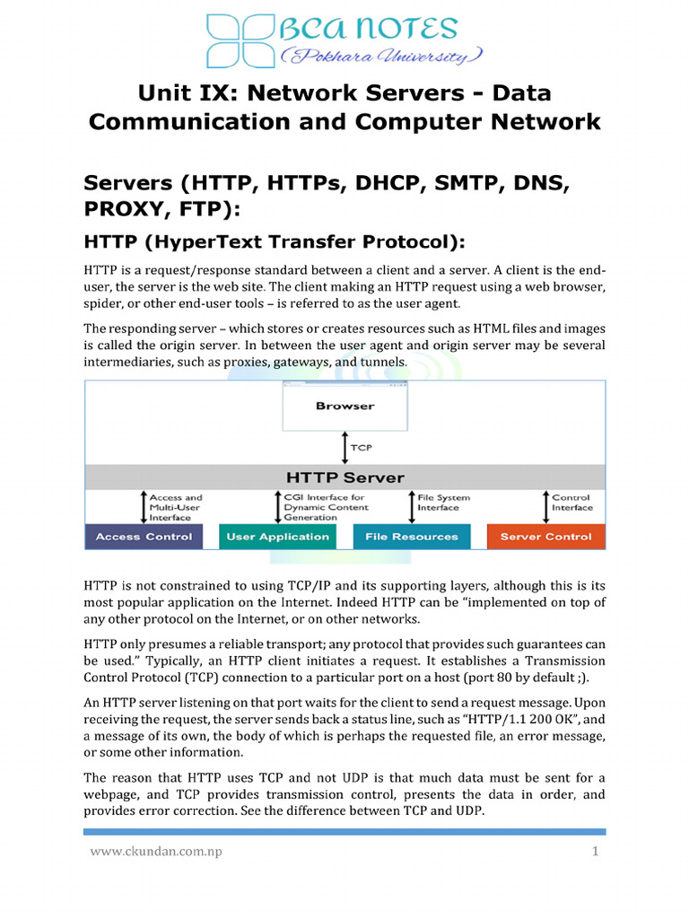 Unit 9 - Network Servers - Data Communication and Computer Network | PDF