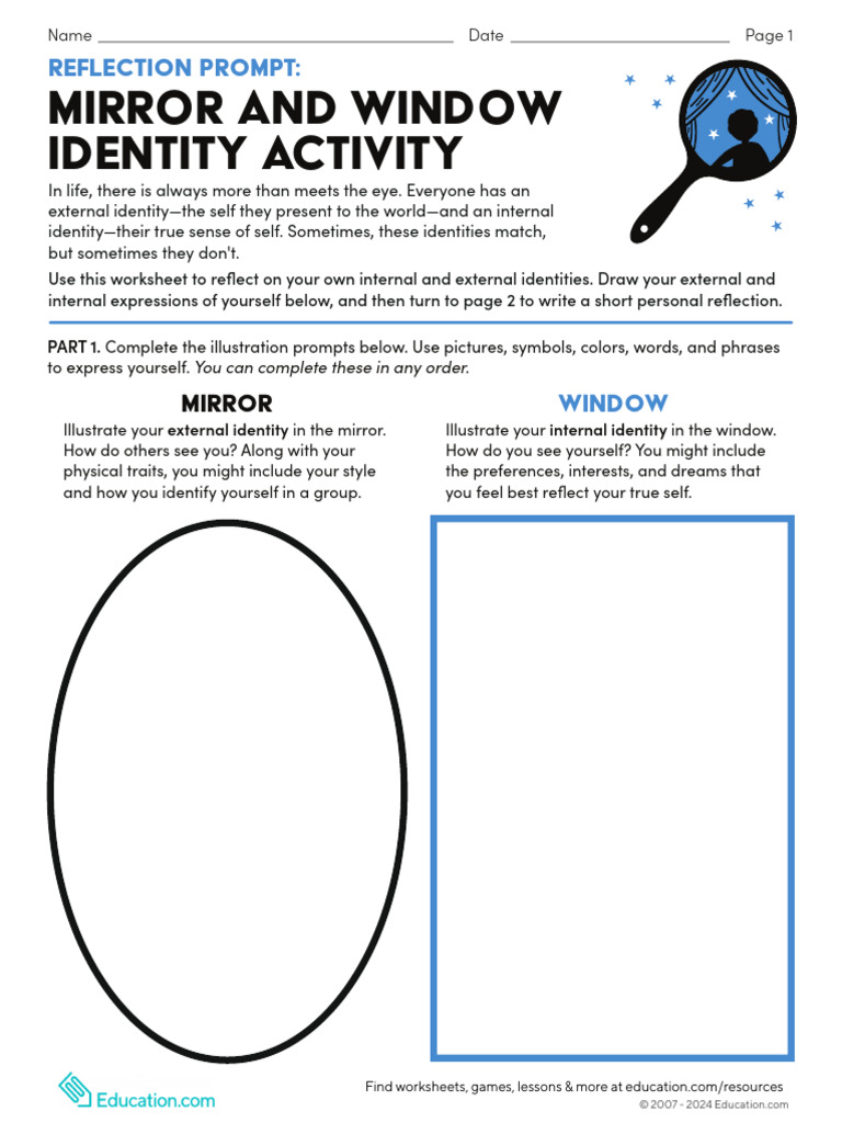 Reflection Prompt Mirror and Window Identity Activity | PDF