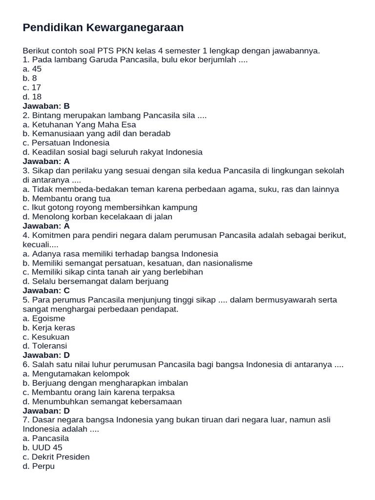 Pendidikan Kewarganegaraan Uas 1 | PDF