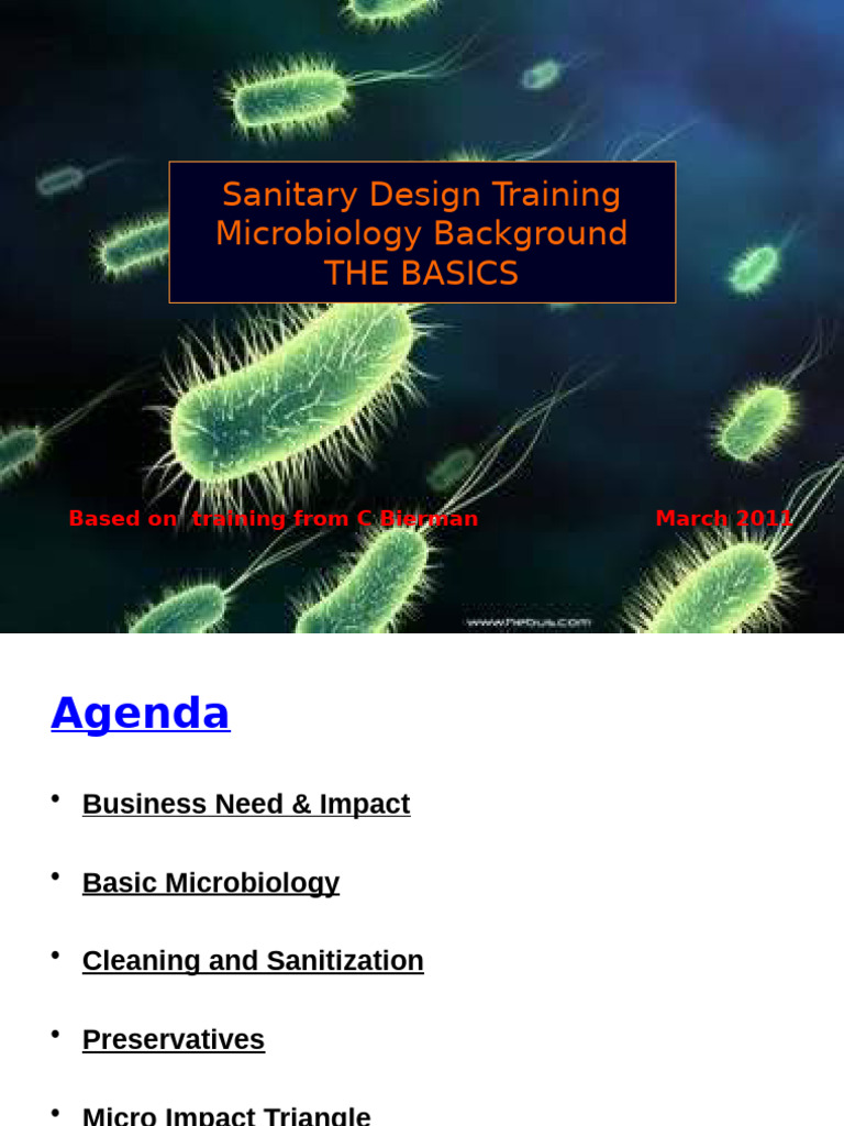 Sanitary Design and Microbiology Training | PDF | Biofilm | Bacteria