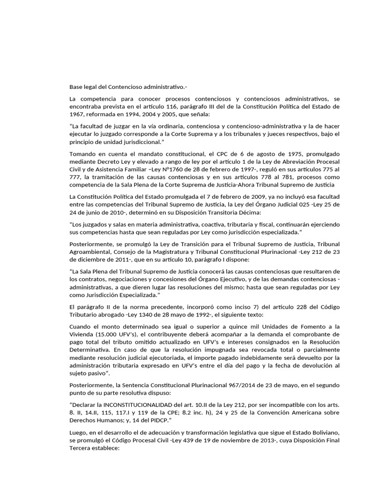 Base Legal del Contencioso Administrativo | PDF | Judicaturas | Ley ...