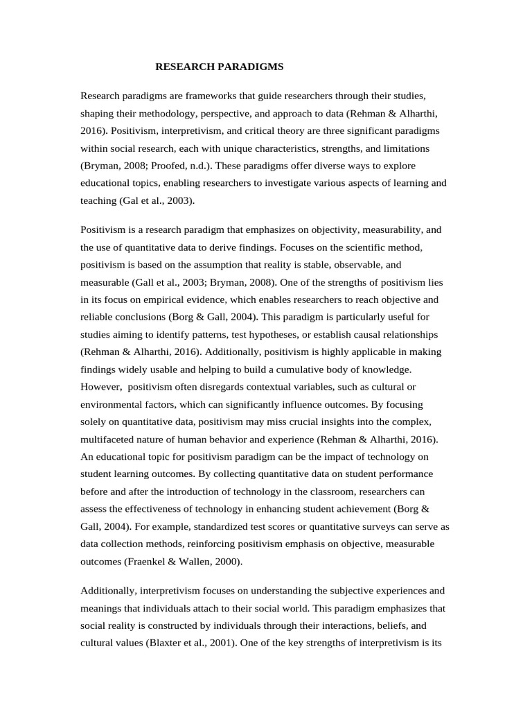 RESEARCH PARADIGMS | PDF | Qualitative Research | Methodology RESEARCH PARADIGMS | PDF | Qualitative Research | Methodology