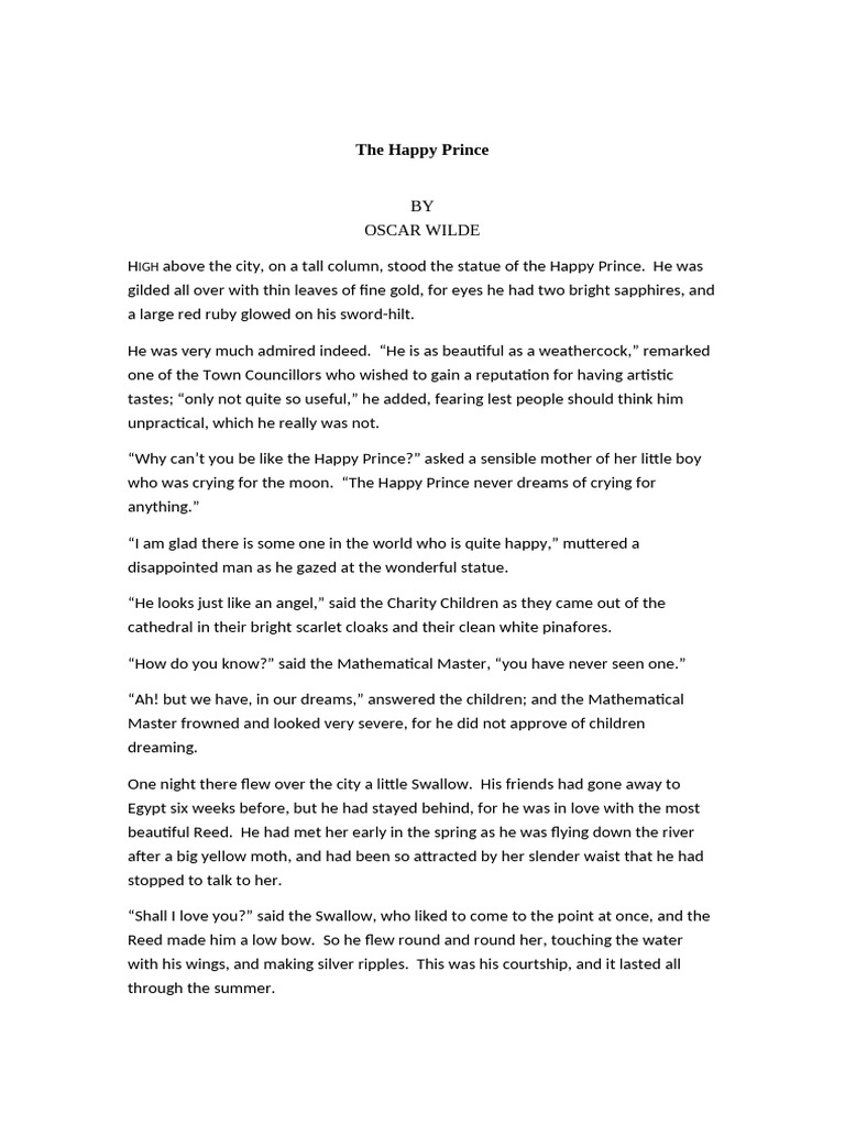 The Happy Prince | PDF | The Happy Prince And Other Tales