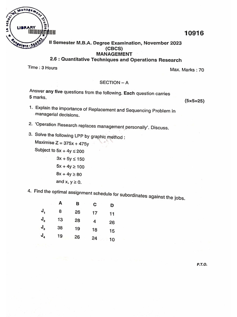 QTOR Previous Year Question Papers | PDF