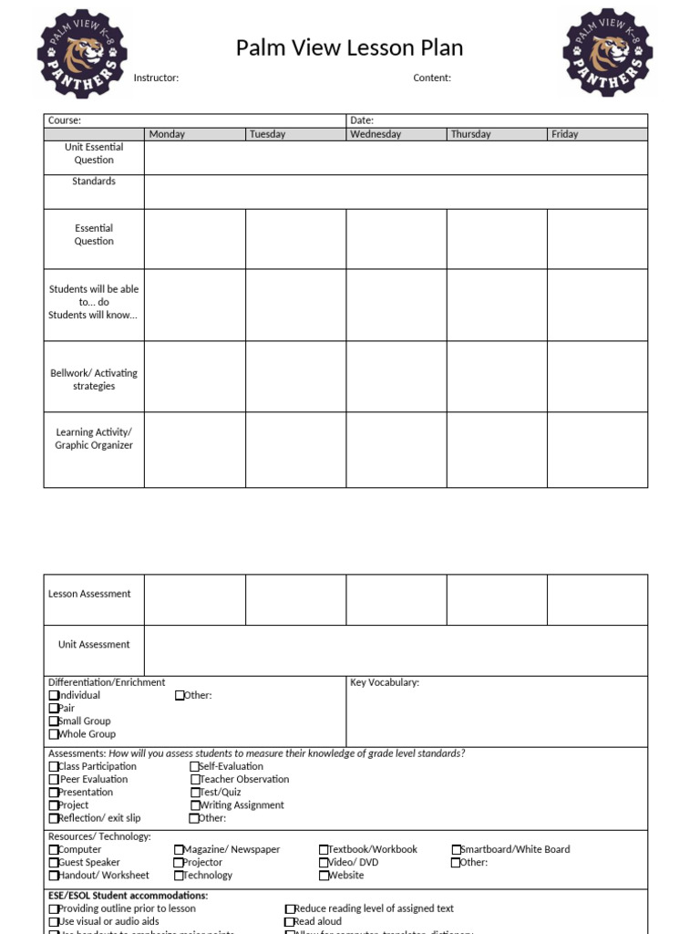 Lesson_Plan_Blank_Template_2 | PDF