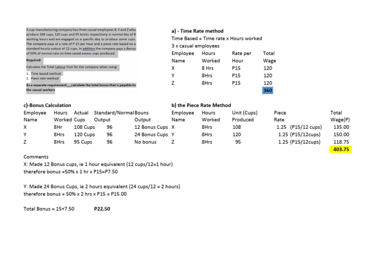 ACC 201 Piece Rate Example | PDF