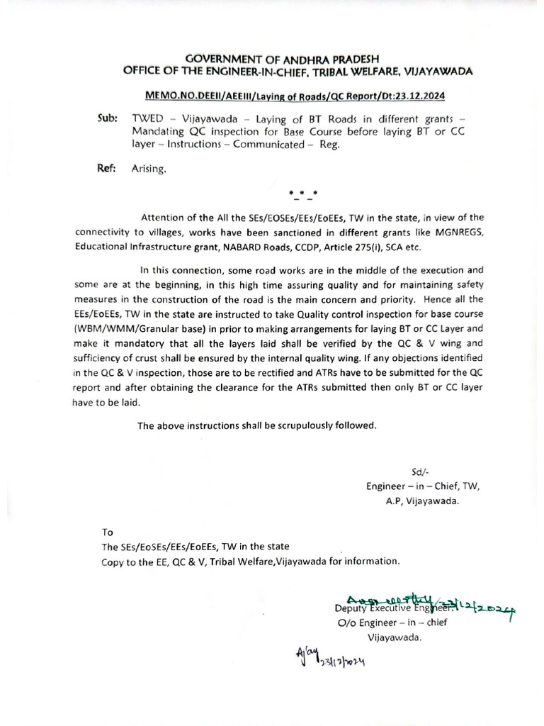 Instructions Memo | PDF