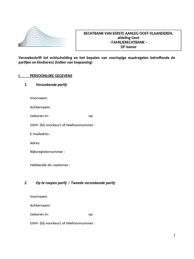 Model 1 Vzs Echtscheiding en Maatregelen Versie Apr 2023 (2) | PDF