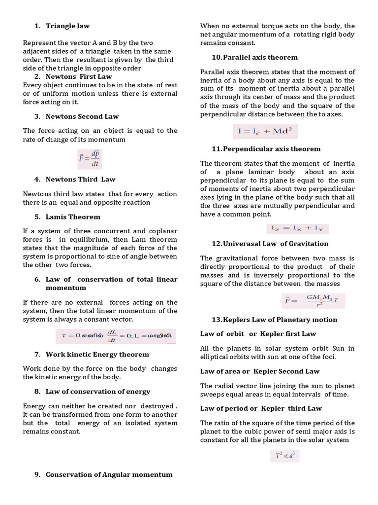11 Physics Laws em 1 | PDF | Force | Rotation