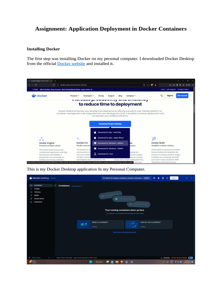 Sample App in Docker Containers Assignment | PDF | Computer File | Directory (Computing)
