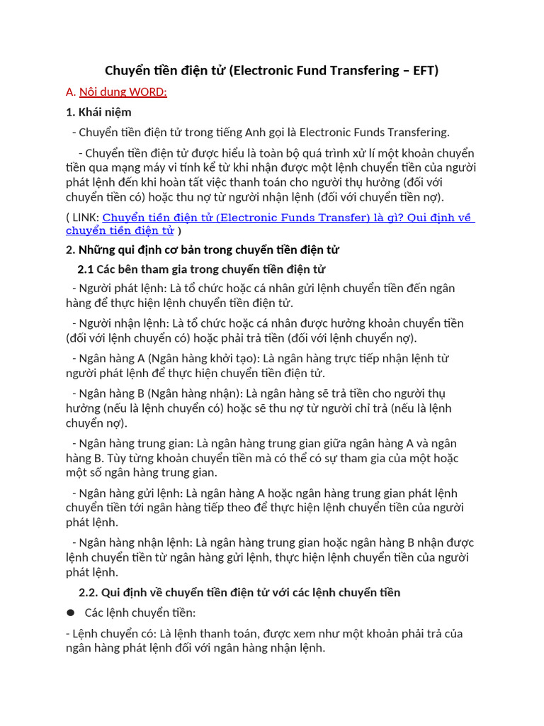 Chuyentiendientu EFT | PDF