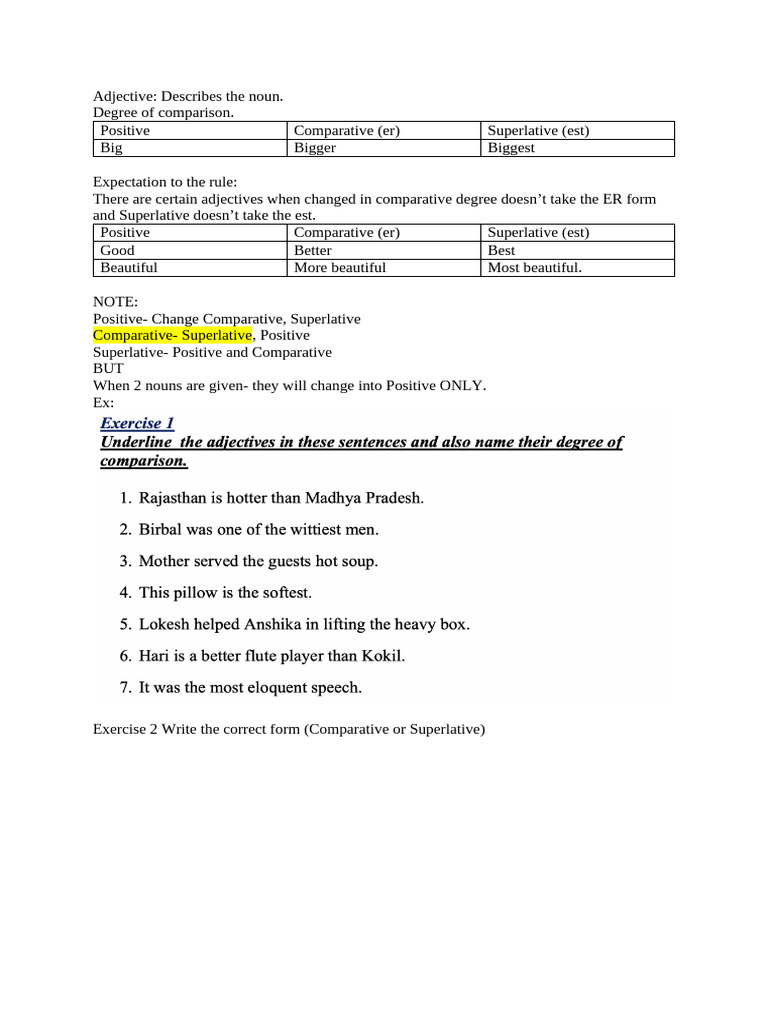 Degree of Comparison - Grade 6 | PDF | Adjective | Linguistics
