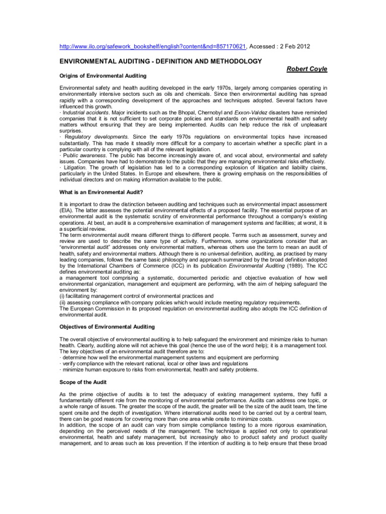 Environmental Auditing - Definition and Methodology | PDF | Audit | Safety