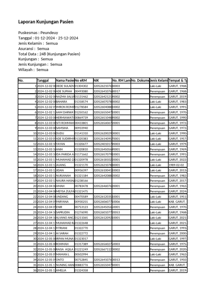 Laporan Kunjungan Pasien | PDF