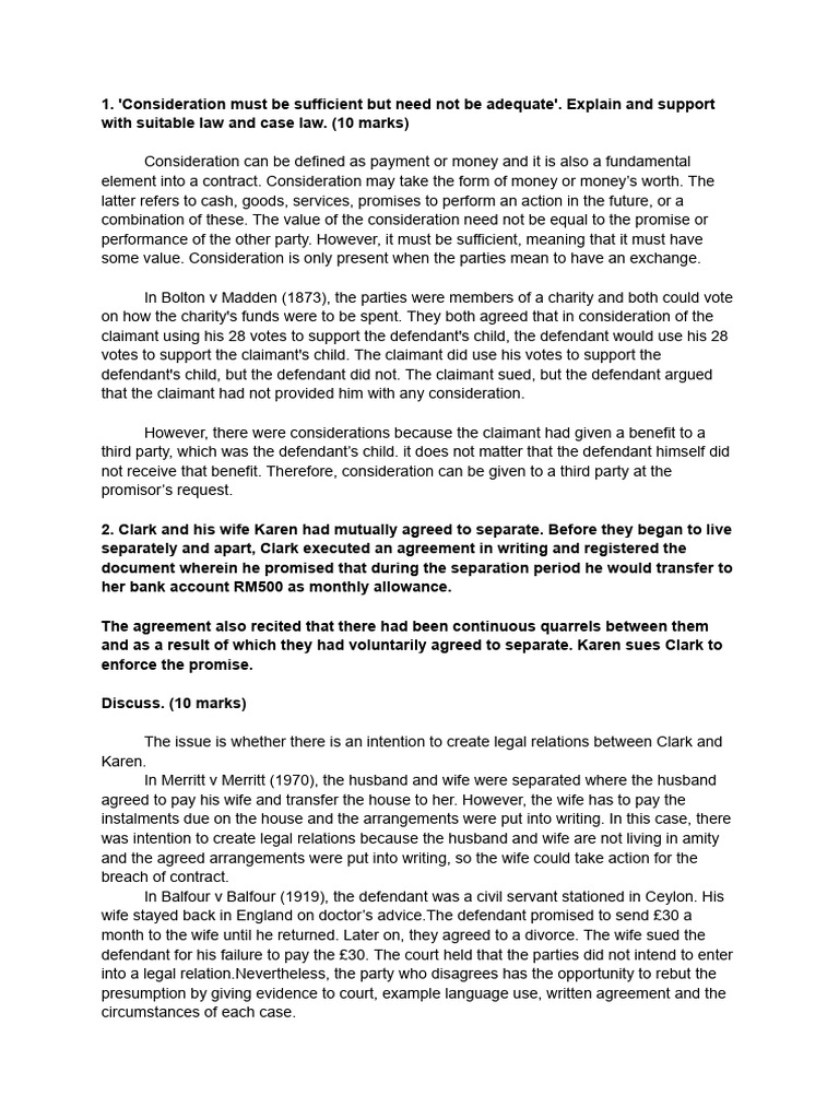 Exercise 1 | PDF | Consent | Law Of Obligations