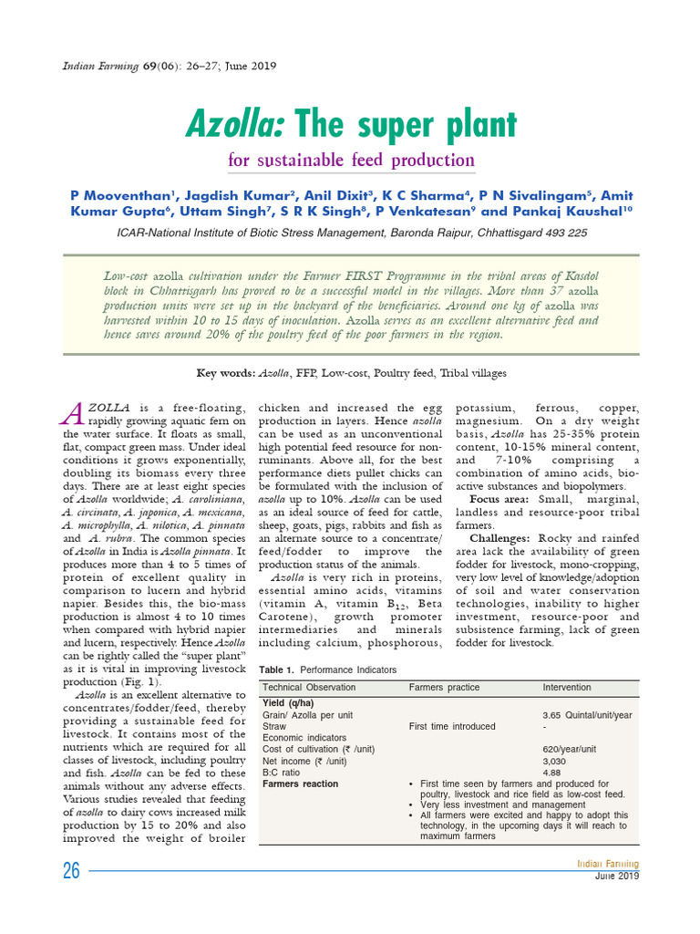 Azolla The Super Plant For Sustainable Feed Production - Indian Farming ...