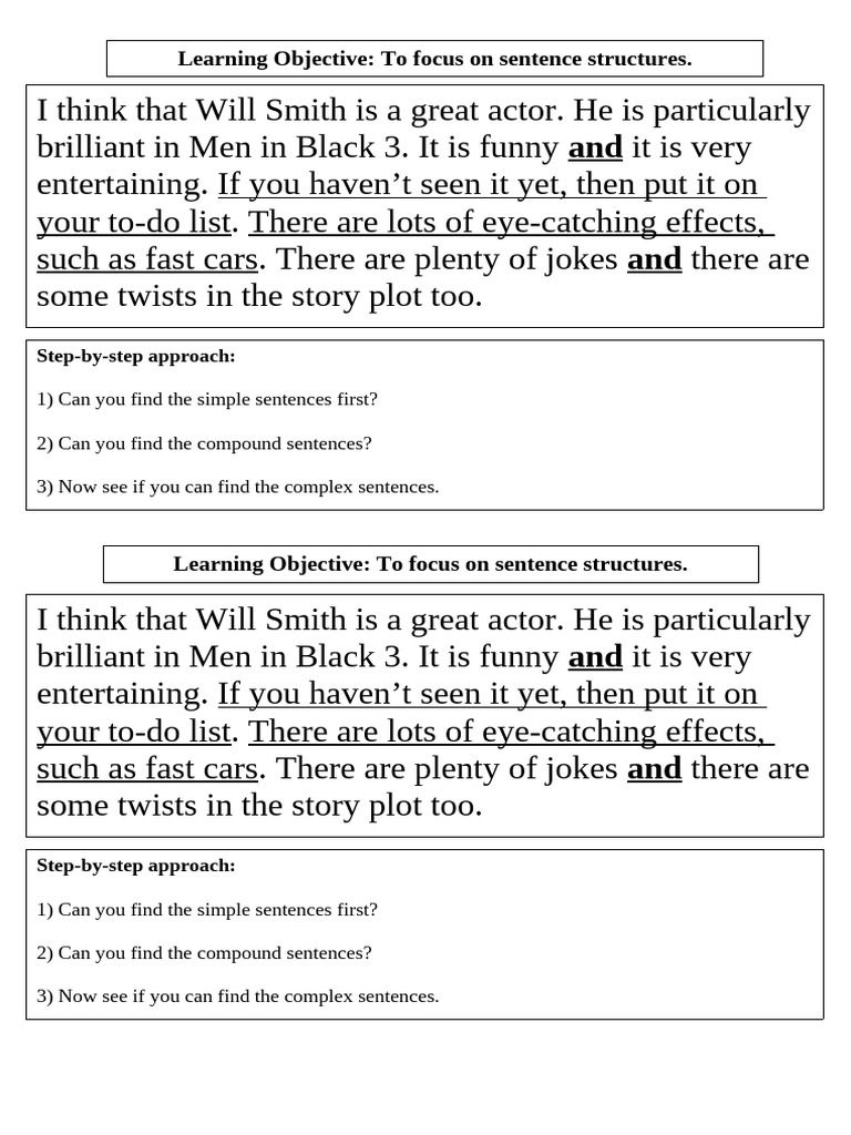 Men in Black Text For Sentence Structure | PDF