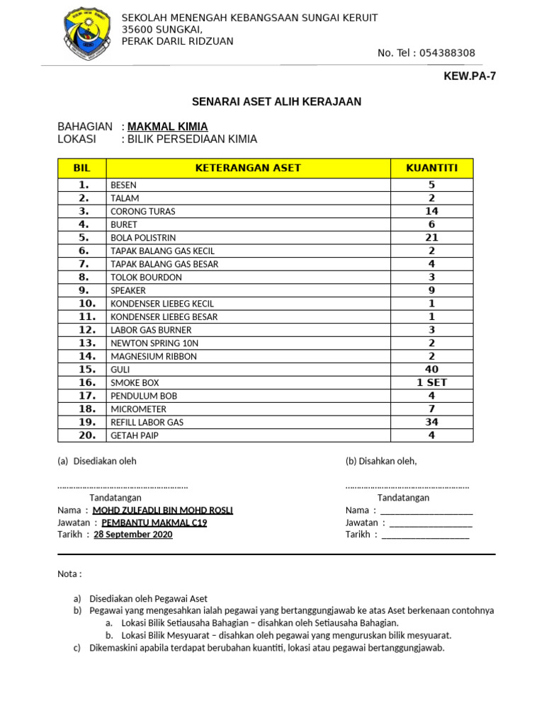 Borang KEW-PA-7 | PDF