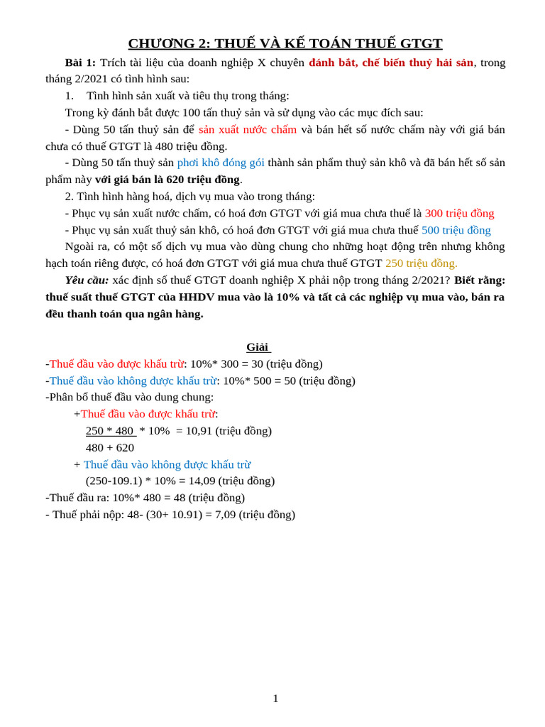 Bai Tap -Sv Thue Va Ktt 1 - 2023 | PDF