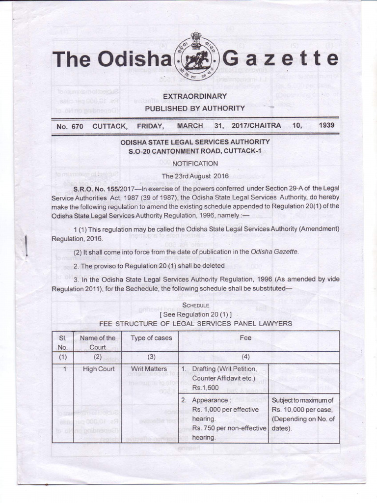 Fee Structure of Legal Services Panel Lawyers. | PDF