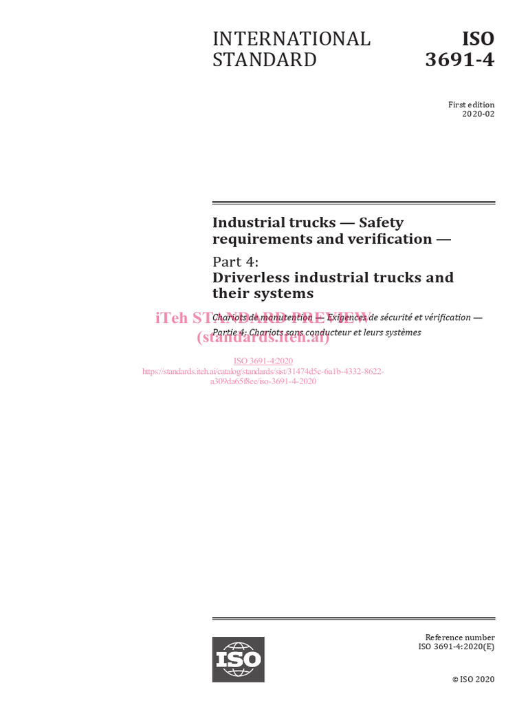 ISO 3691-4: Safety for Driverless Trucks | PDF