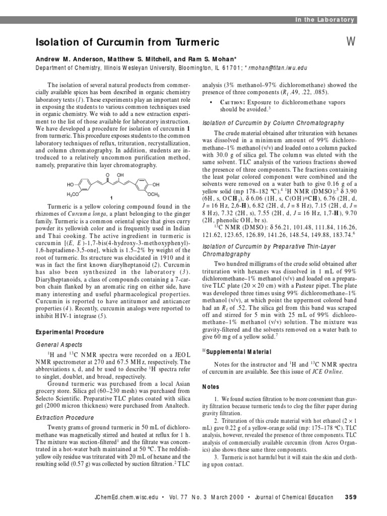 Isolation of Curcumin From Turmeric | PDF | Thin Layer Chromatography ...