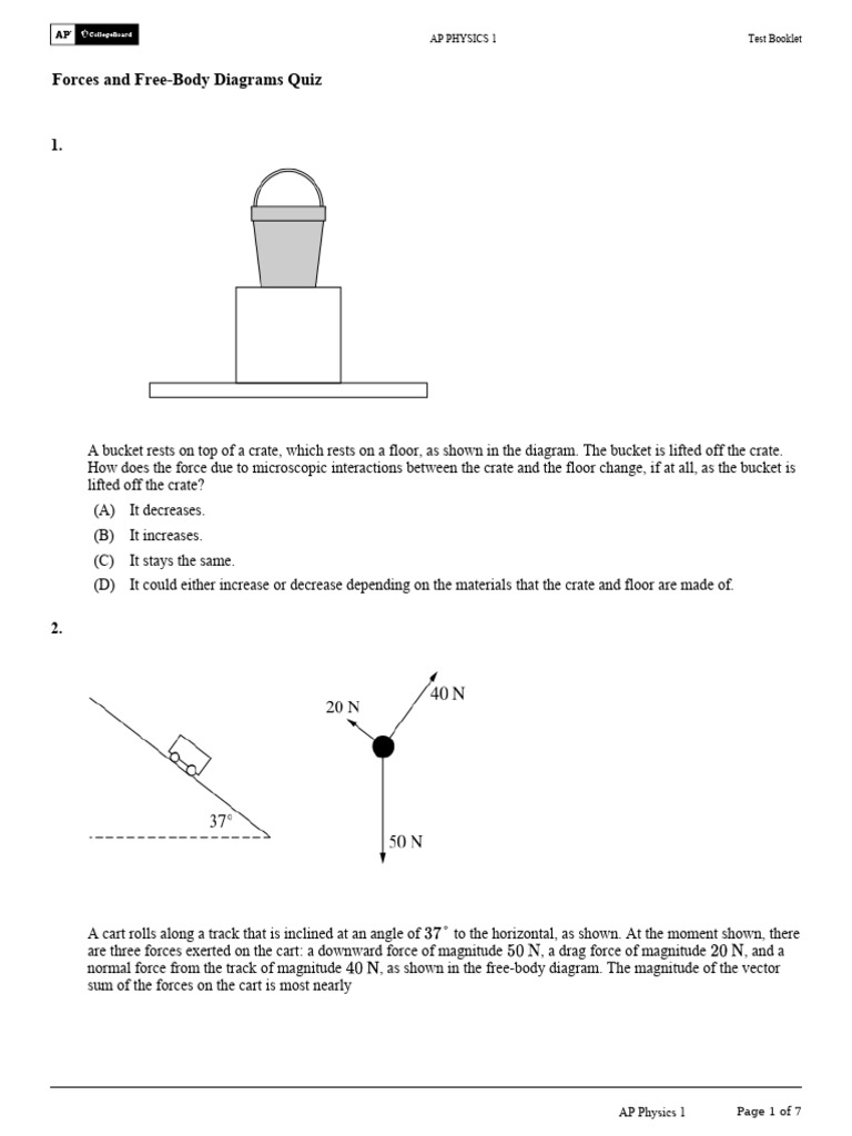 AP Physics Forces Quiz | PDF | Force | Tension (Physics)