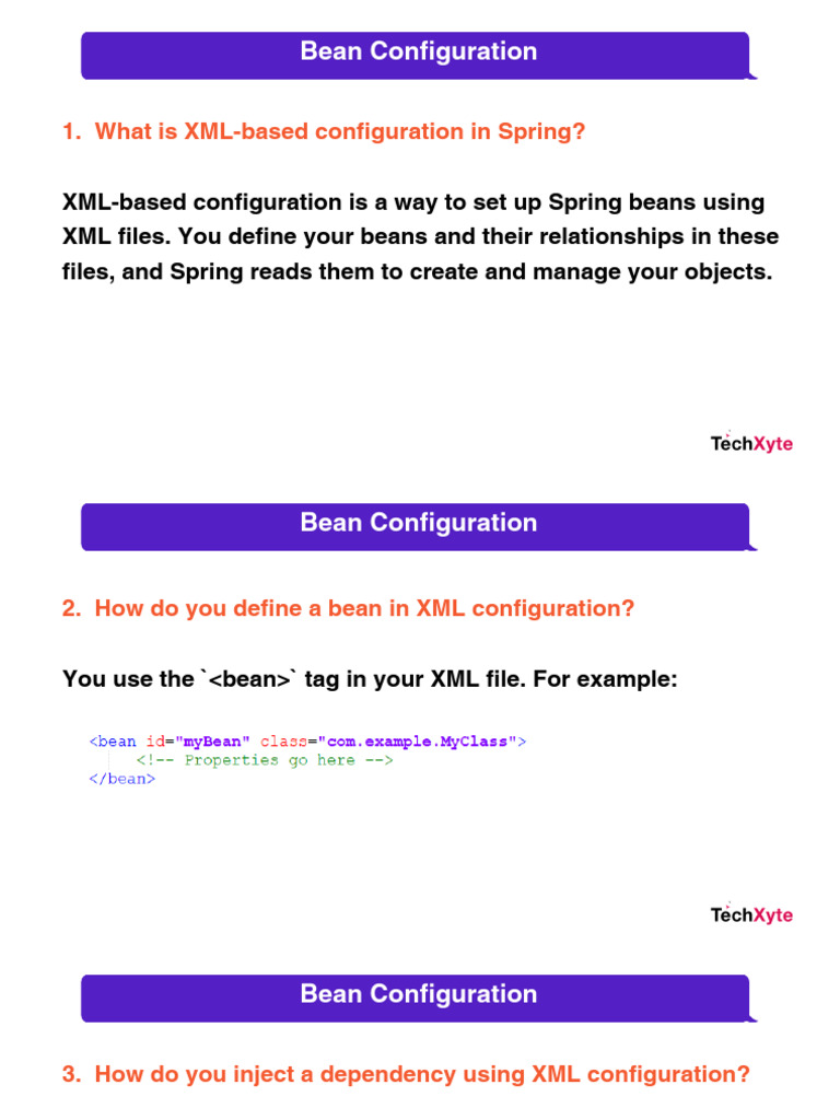 5. Bean Configuration | PDF | Class (Computer Programming) | Xml
