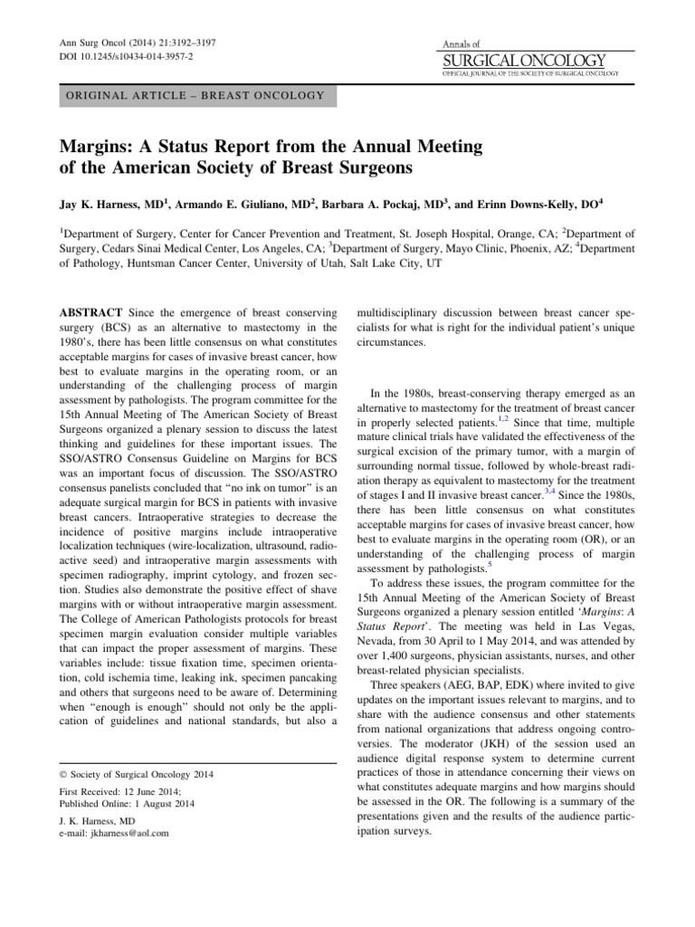 Margins A Status Report From The Annual Meeting | PDF | Mastectomy ...
