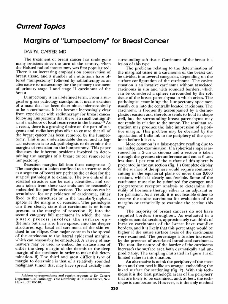 Margins of Lumpectomy For Breast Cancer | PDF | Breast Cancer | Carcinoma