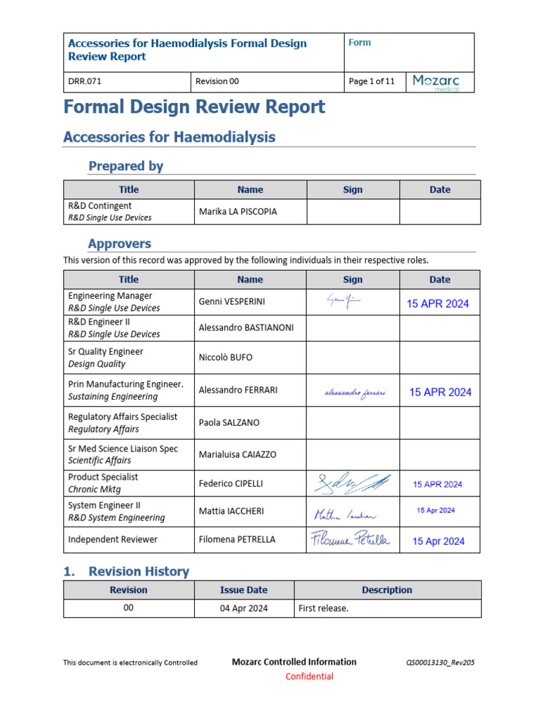 DRR.071 - Design Input Review Report - Accessories For Haemodialysis - GV - FP - AF - MI - FC ...