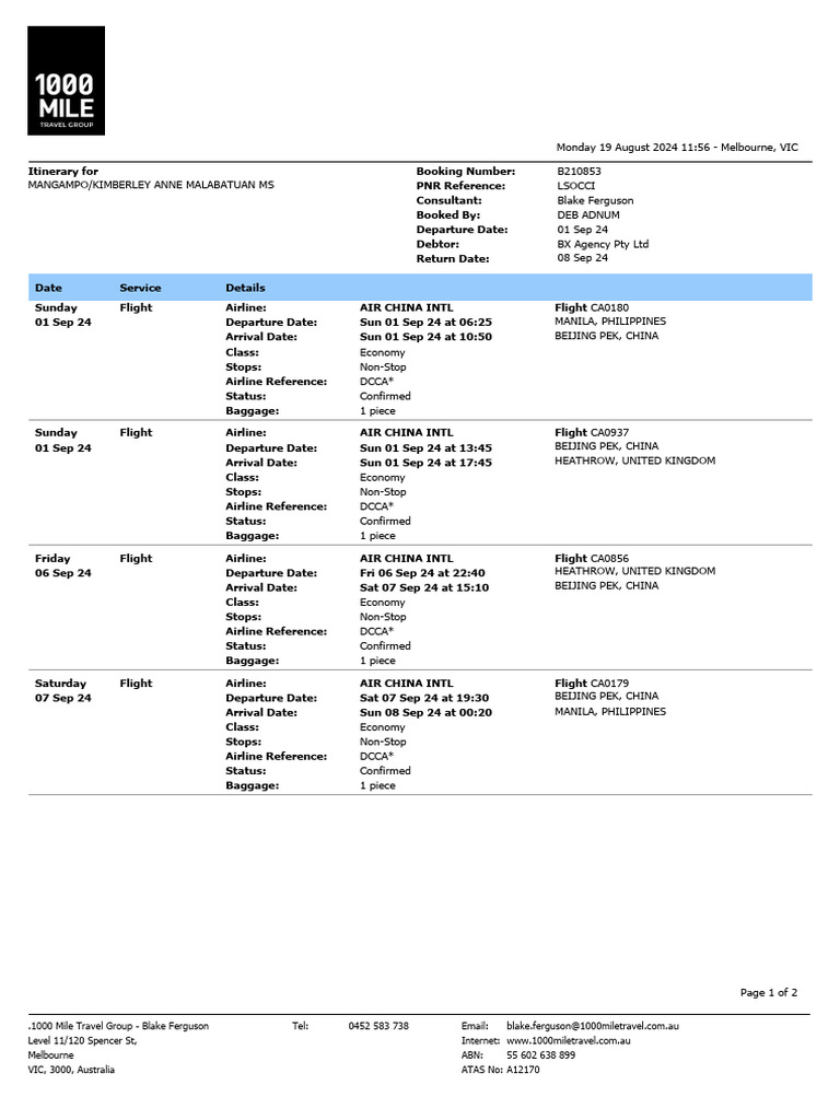 Flight Confirmation - Mangampo | PDF | Transport Companies | Civil Aviation