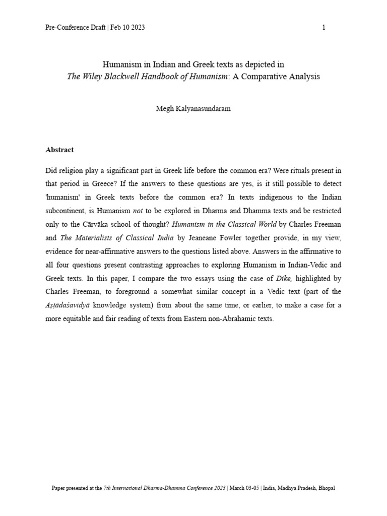 Humanism_in_Indian_and_Greek_texts_as_de | PDF | Humanism | Karma