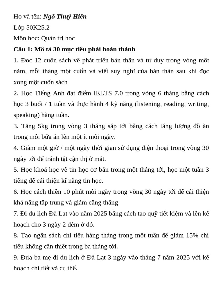 Bài tập QTH | PDF