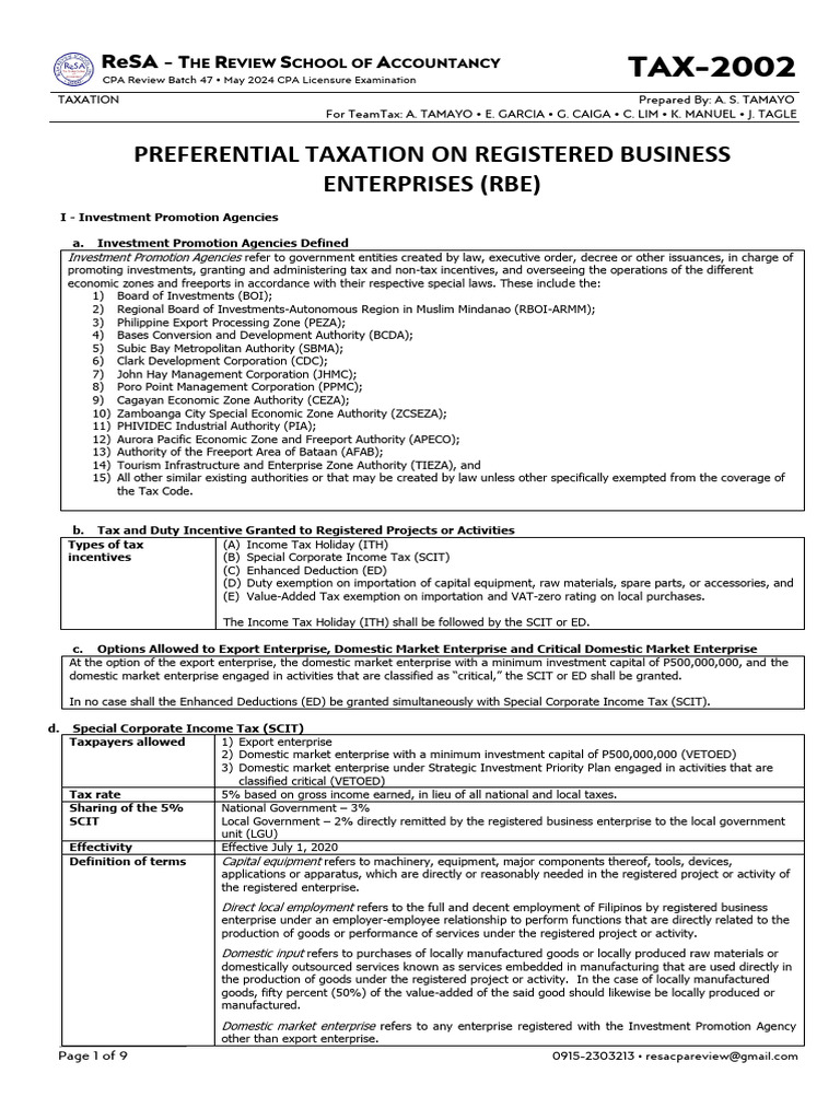 TAX-2002 (Preferential Taxation 2) | PDF | Tax Deduction | Expense
