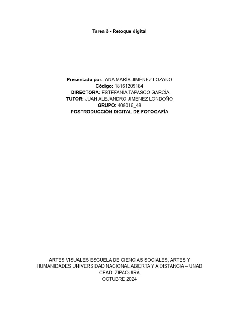 Tarea 3 - Retoque Digital | PDF | Imagen | Experiencia