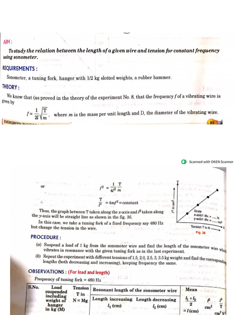Class 11 Sonometer Experiment (Constant Frequency) | PDF