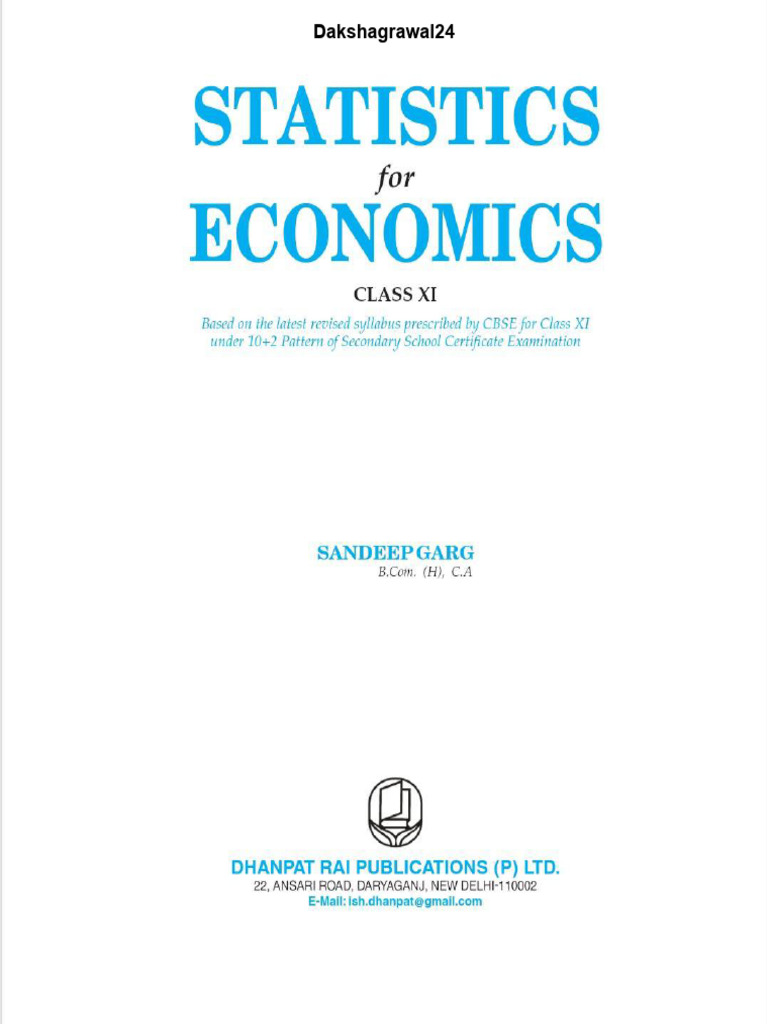 Statistics For Economics Class 11 Sandeep Garg-Compressed | PDF