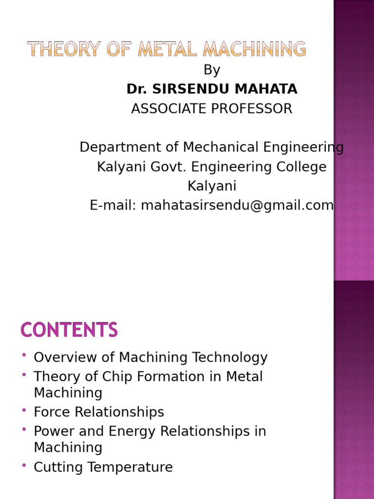 Metal Cutting Theory | PDF | Machining | Mechanical Engineering