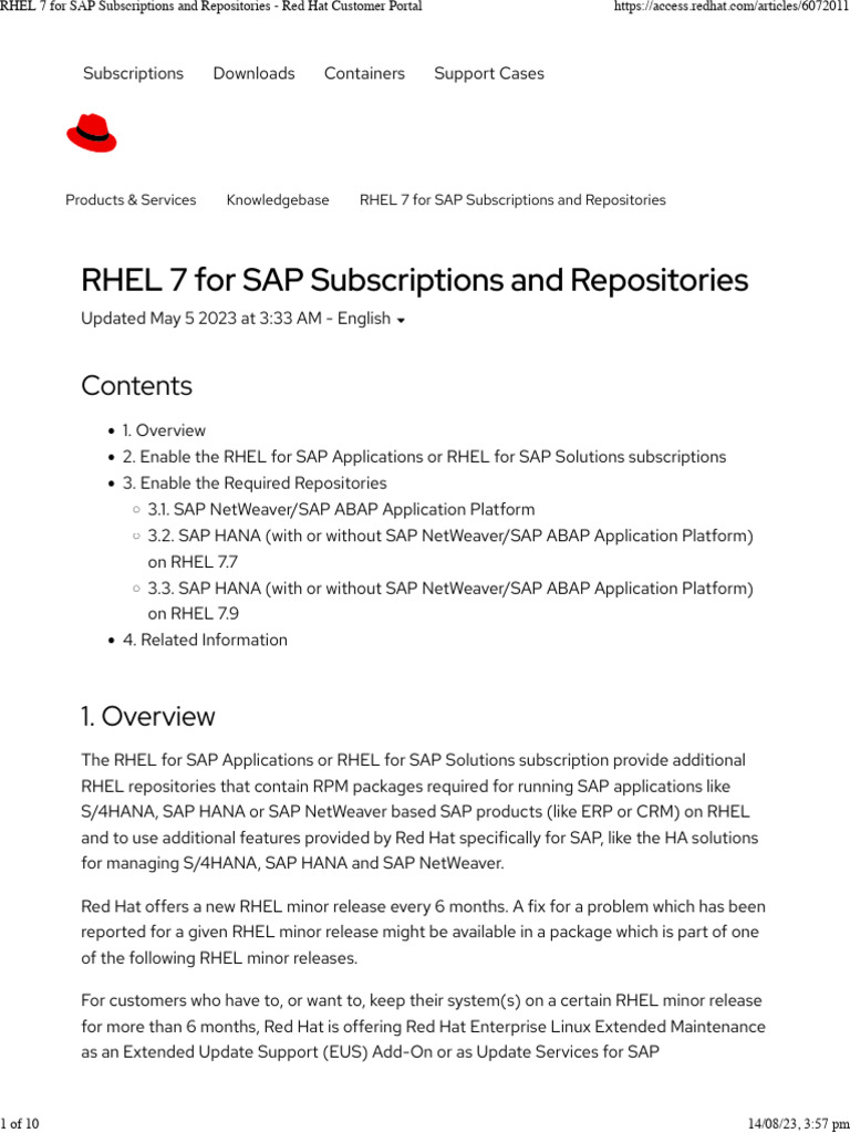 RHEL 7 For SAP Subscriptions and Repositories - Red Hat Customer Portal ...