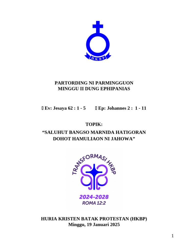 MINGGU II Dung Ephipanias, 19 Januari 2025, Batak OK | PDF