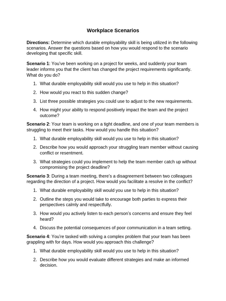 Workplace Scenarios | PDF | Cognition | Social Psychology