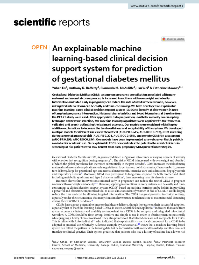 An Explainable Machine Learning Based Clinical Decision Support System For Prediction Of